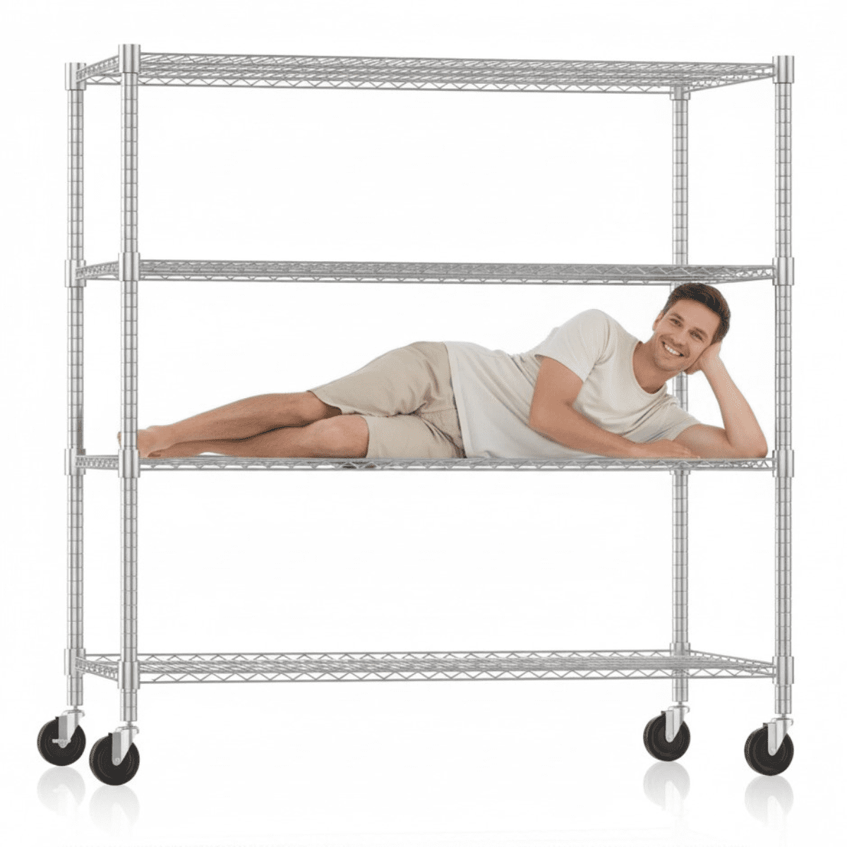 Legooin 4-Tier Heavy-Duty Storage Rack for Garage Movable Shelving Unit ...