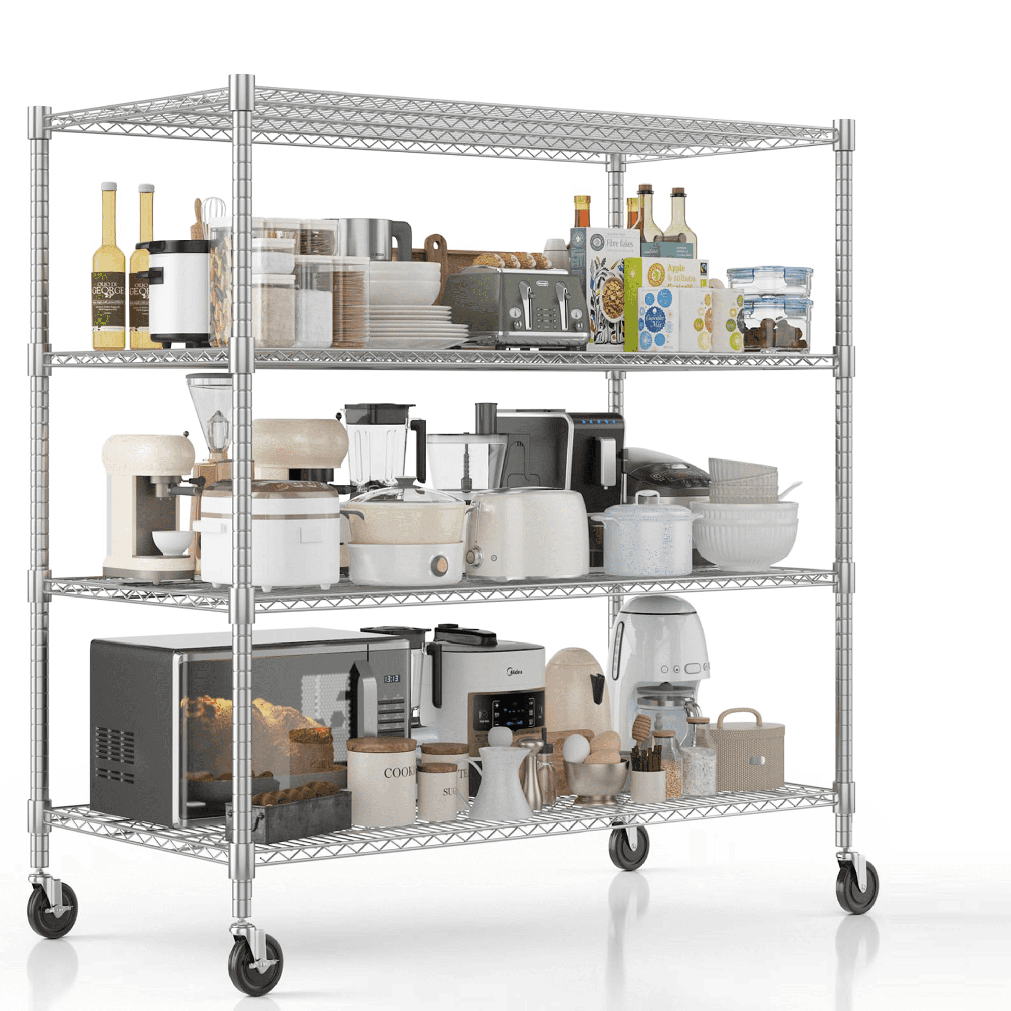 Legooin Metal Garage Storage Rack with Wheels Height Adjustable Storage ...