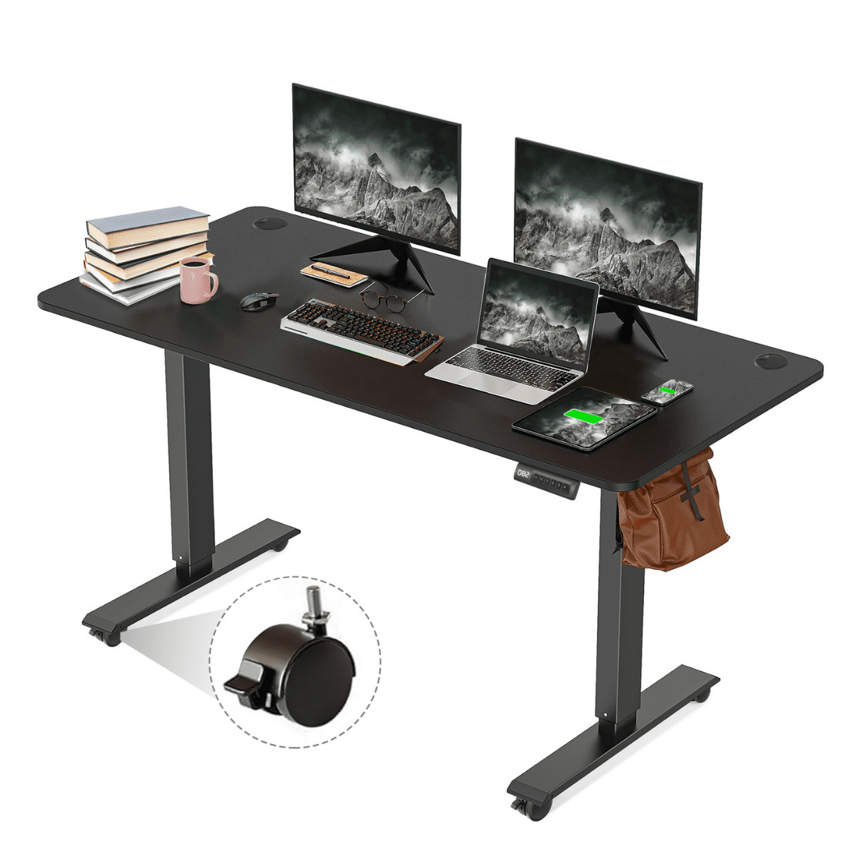 Legooin 48"W Wheeled Stand-up Desk Mobile Work Table for Home Office ...