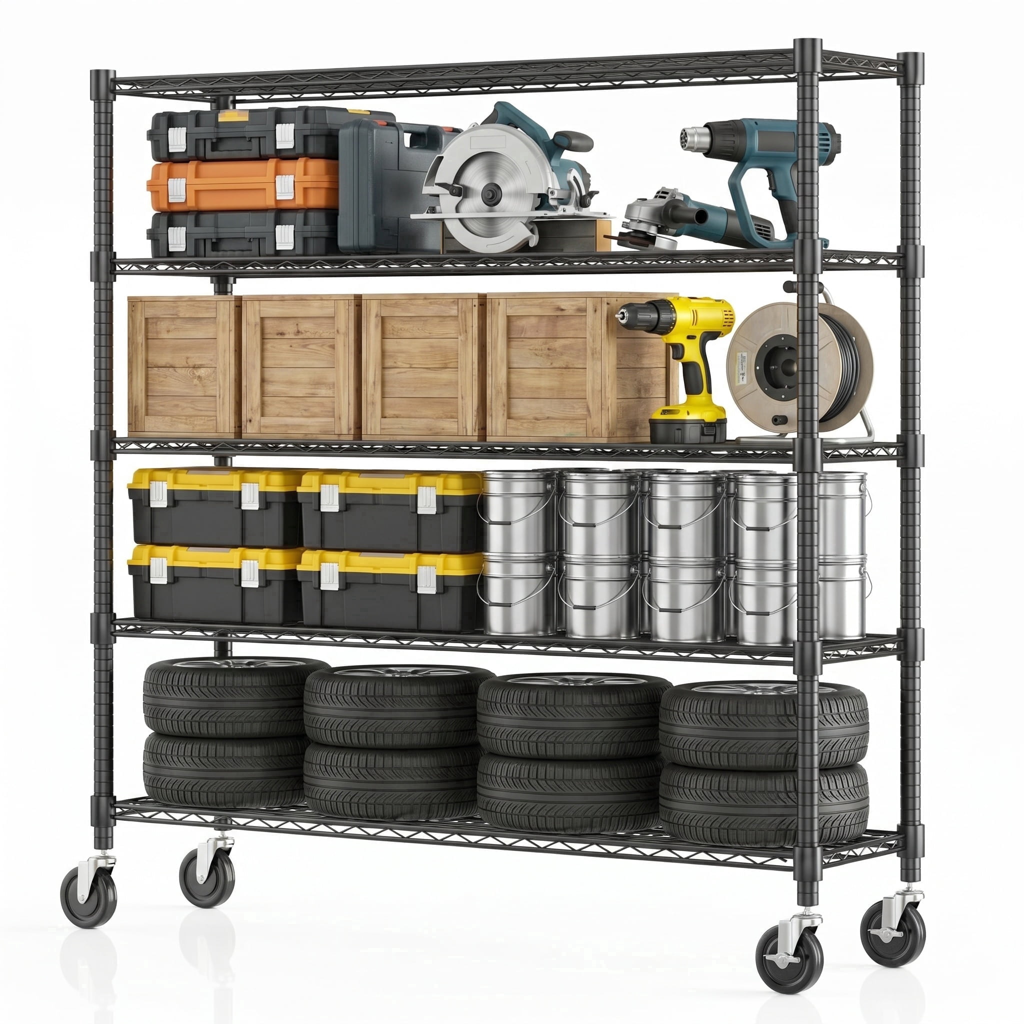 Legooin, Heavy Duty Garage Storage Rack, 60x18x82 inch, Black - Walmart.com