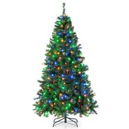 Uforic 7.5ft Pre-Lit Flocked Natural Drooping Pampas Christmas Tree ...