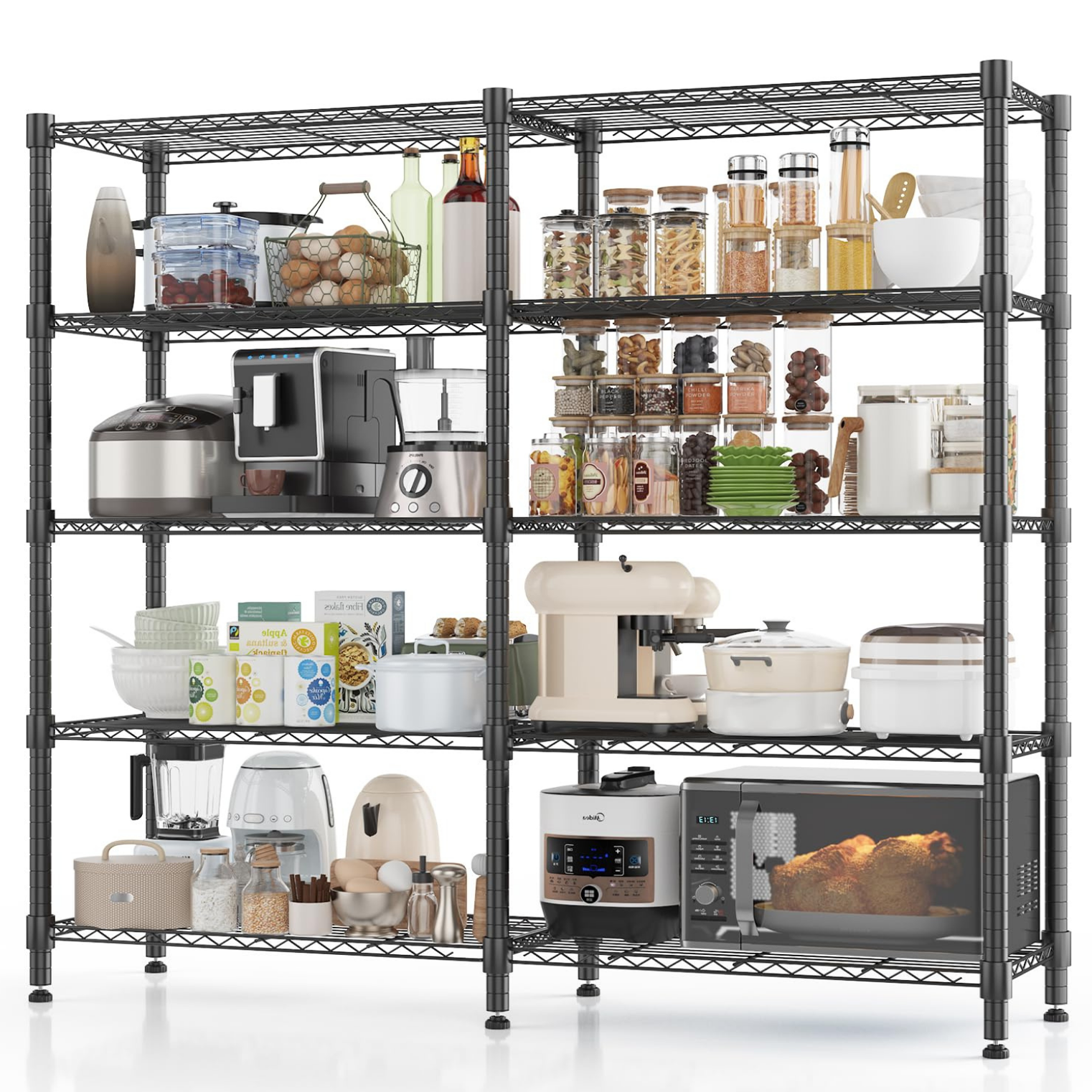 Legooin 72"H Extra-Wide Metal Storage Rack 1500lbs Shelving Unit 60"W ...