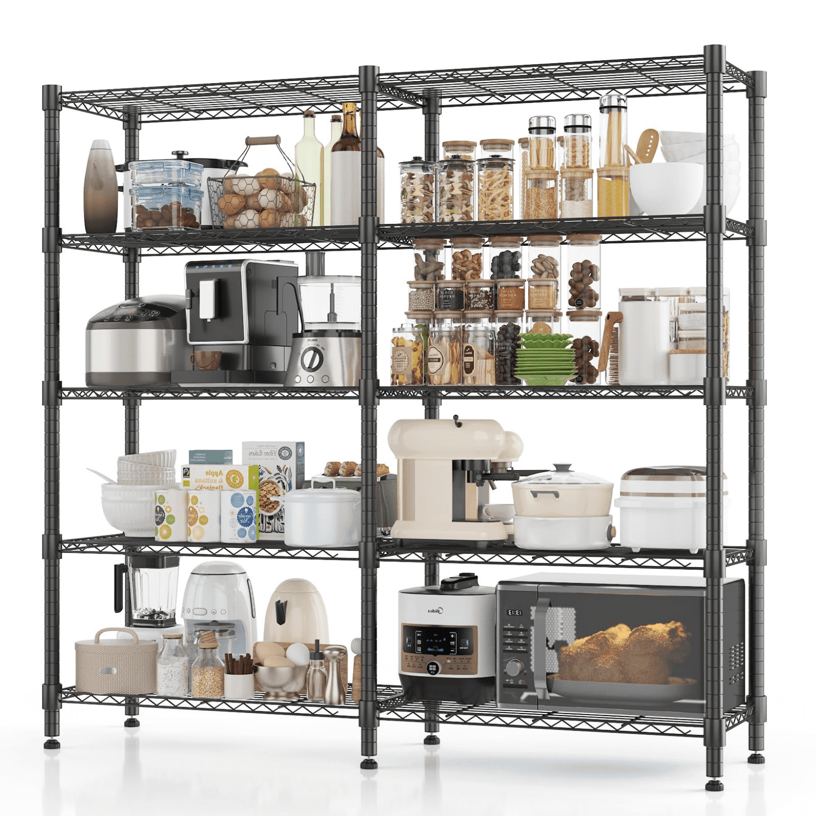 Legooin 72"H Extra-Wide Metal Storage Rack 1500lbs Shelving Unit 60"W ...