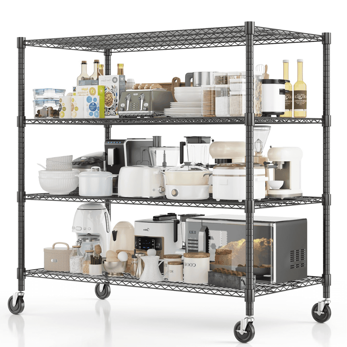 Legooin 72"H Movable Heavy Duty Metal Shelving Unit for Kitchen Garage ...