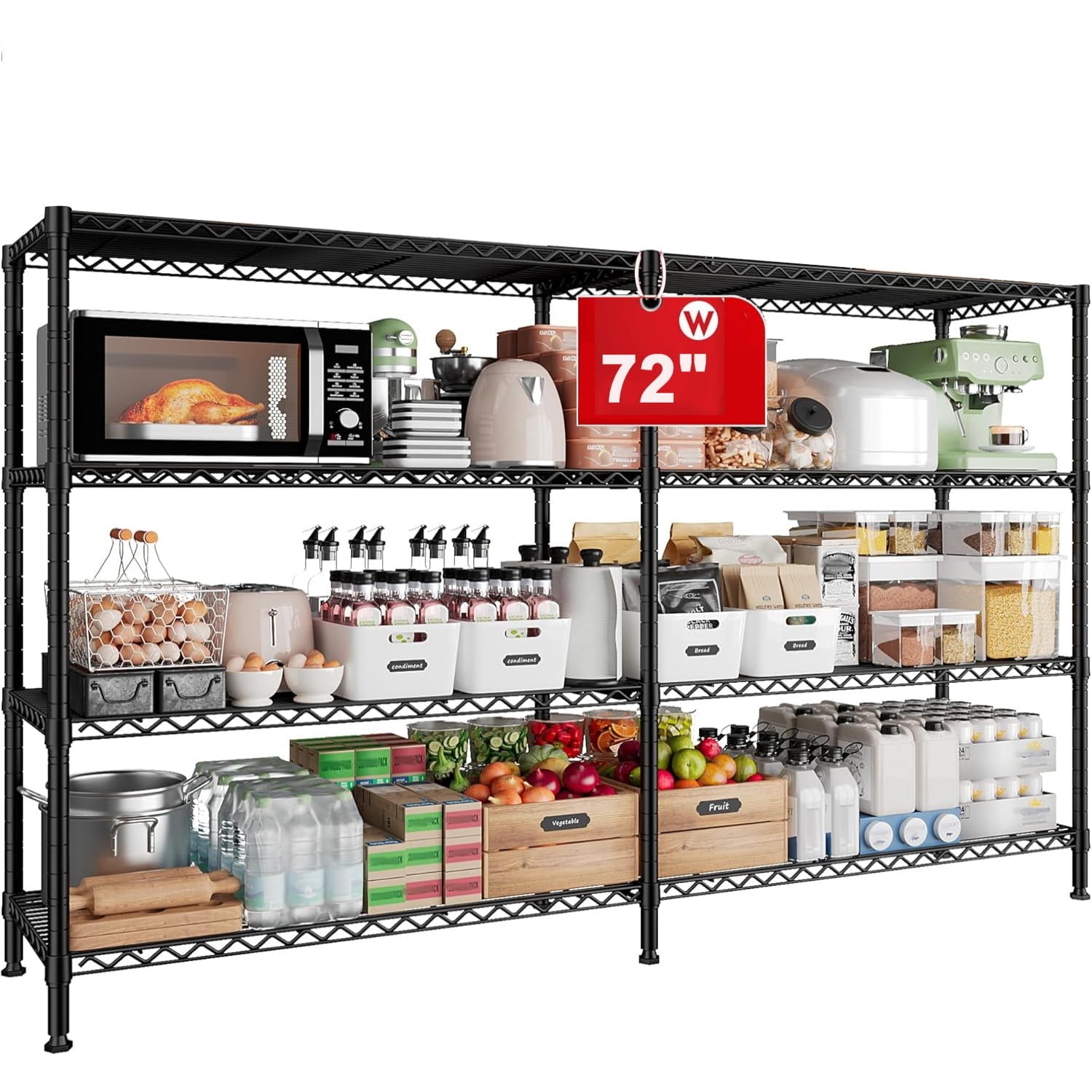 Legooin 72"W Extra Wide Heavy Duty Metal Shelves Corner Organizer ...