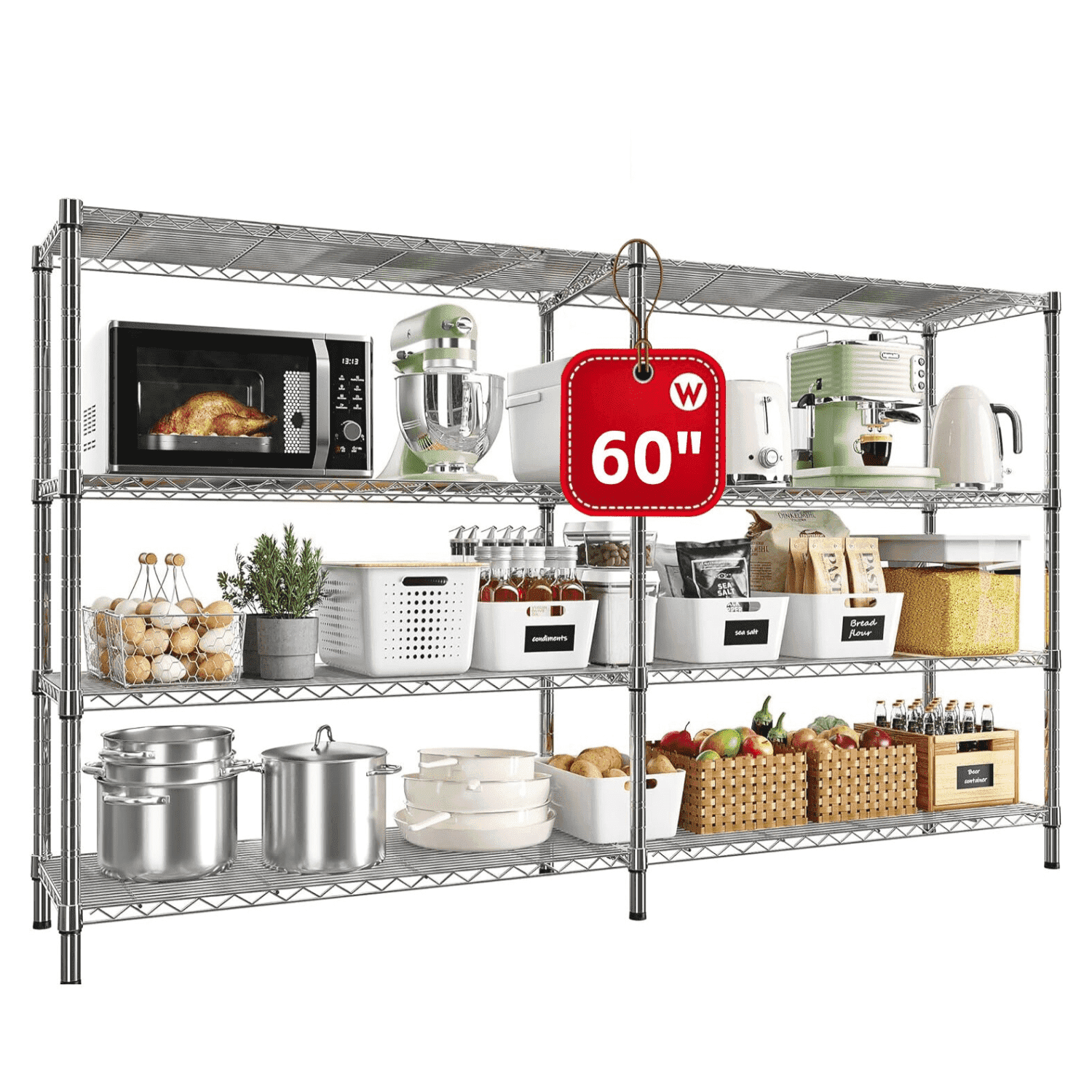 Legooin Extra Wide Shelving Unit 60"H Metal Storage Rack for Home ...