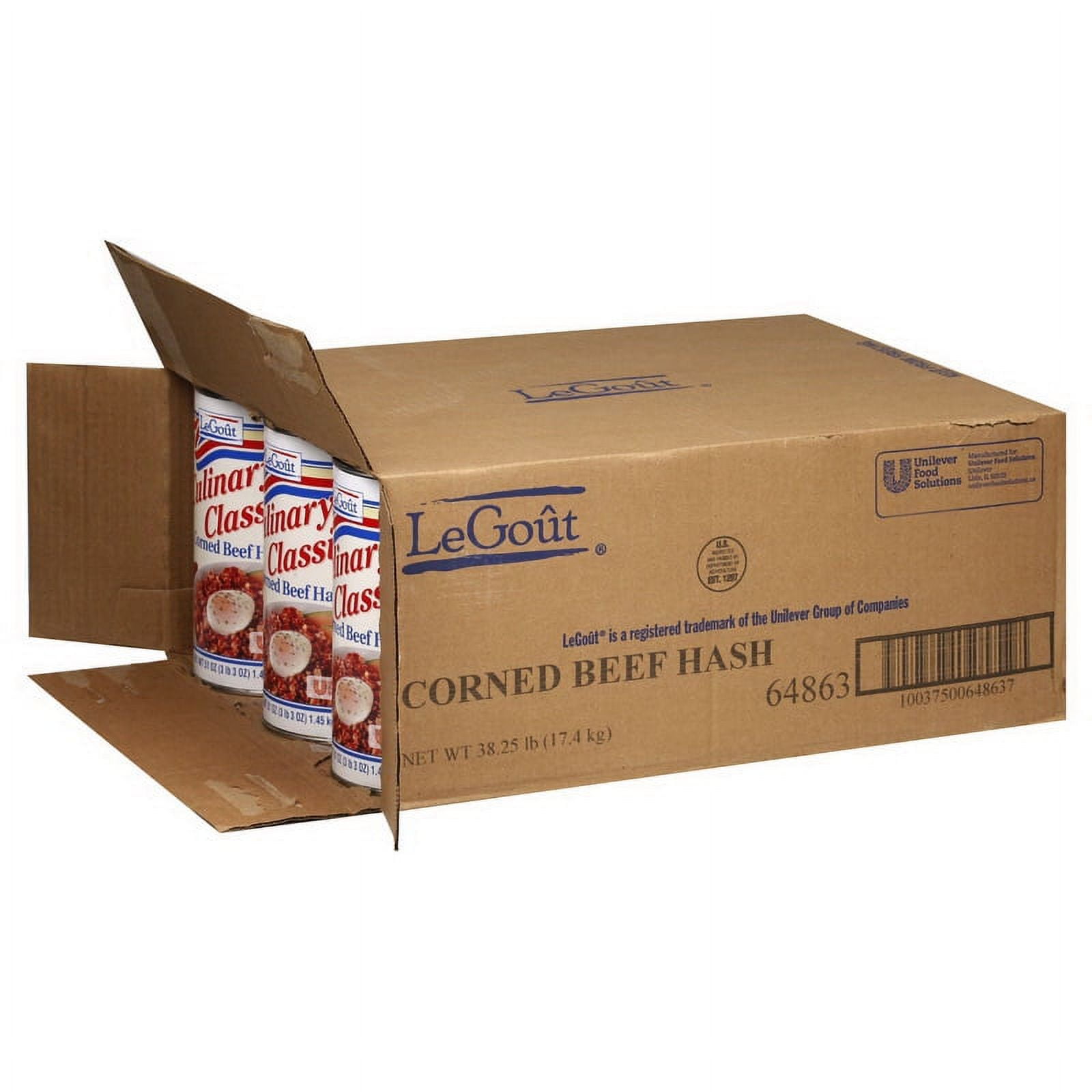 Legout Corned Beef Hash, Heat & Serve Canned Meat Entree, 51 Oz Grocery ...