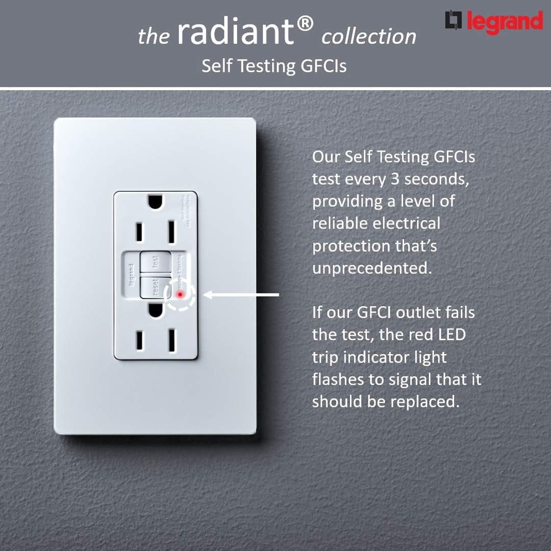 Legrand 15A 125V Self-Test GFCI Outlet 2 Pole 3 Wire Grounding Wall ...