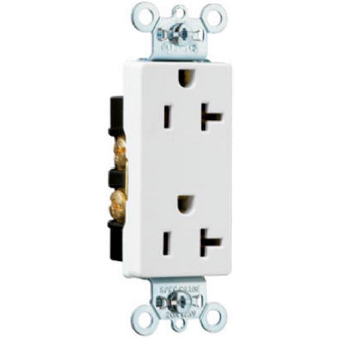Legrand 26342W Pass & Seymour Decorator Duplex Receptacle, White, 20A, 125 Volt - Quantity 10 ...