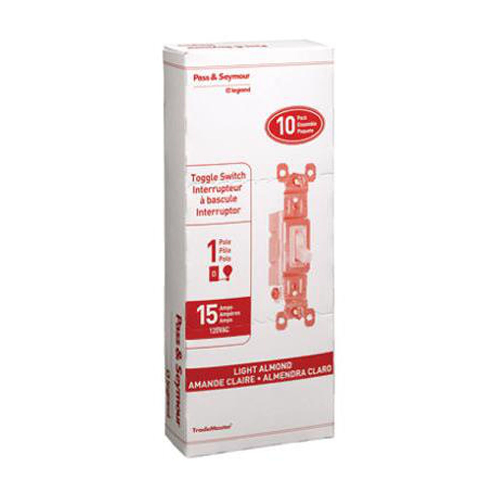 Legrand 660LAGCP8 Pass & Seymour Single Pole Light Almond 15A 120V ...