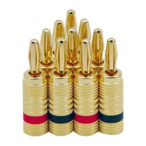 Le Grand Gold Banana Plugs, 5 Pair Pack, Crimpless Audio Connectors ...