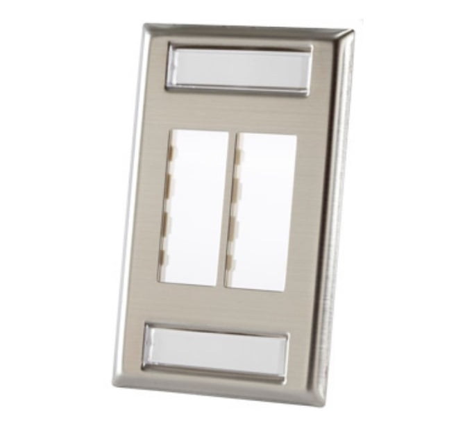 Legrand Ortronics 403STJ14 TracJack 4-Port Stainless Steel Faceplate w ...