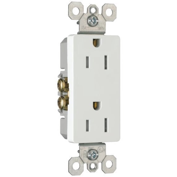 PASS & SEYMOUR White Decorator Tamper-Resistant Receptacle 885TRWCC12 ...