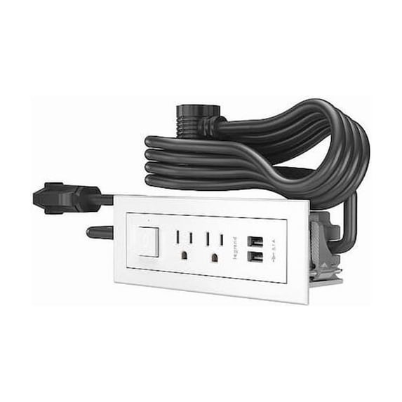 Legrand Outlet Strip, USB, 2 NEMA 5-15P, 5-15P, 6 ft., White RDSZWH ...