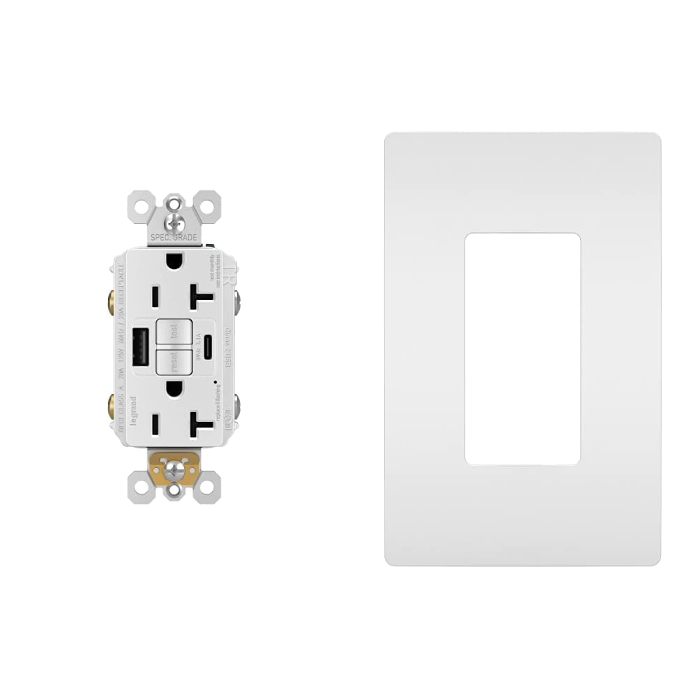 Legrand Radiant USB GFCI Outlet, 20A Tamper-Resistant, Self-Test, Type ...