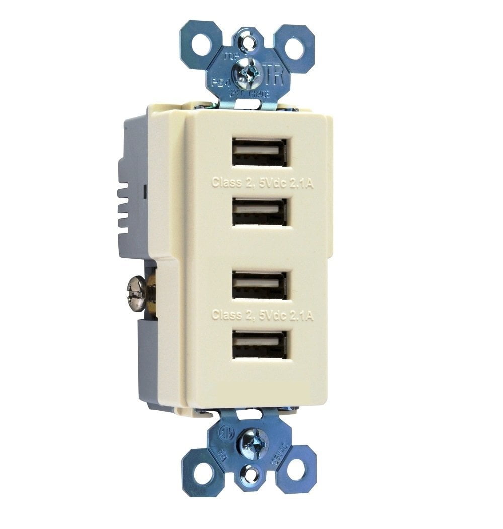 Legrand Tm8usb4 Radiant Quad Usb-A Outlet Charger - Light Almond ...