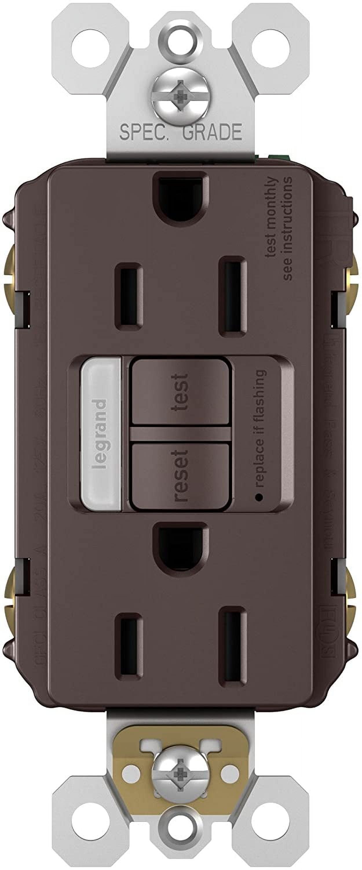 Legrand radiant 1597NTLTRDBCC4 15 Amp Night Light GFCI Self Test Tamper ...