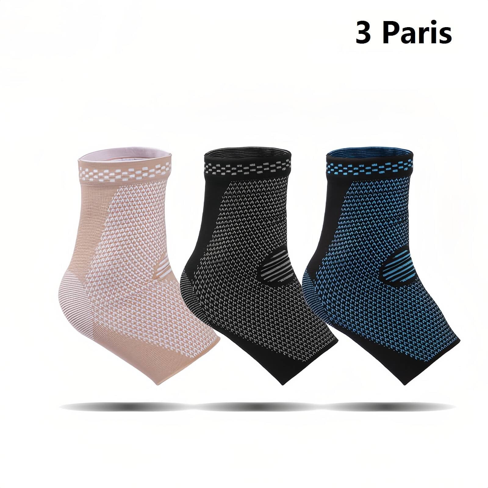 Ankle Compression Support Sleeve for Men & Women (3 Pairs) for Swelling ...