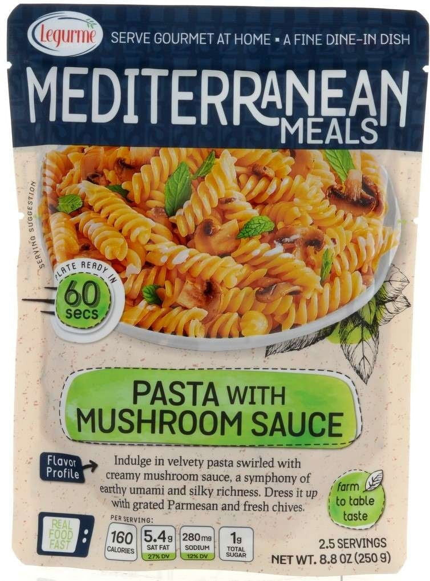 Legurme Ready to Eat Pasta with Mushroom Sauce, NO Preservatives, NO ...