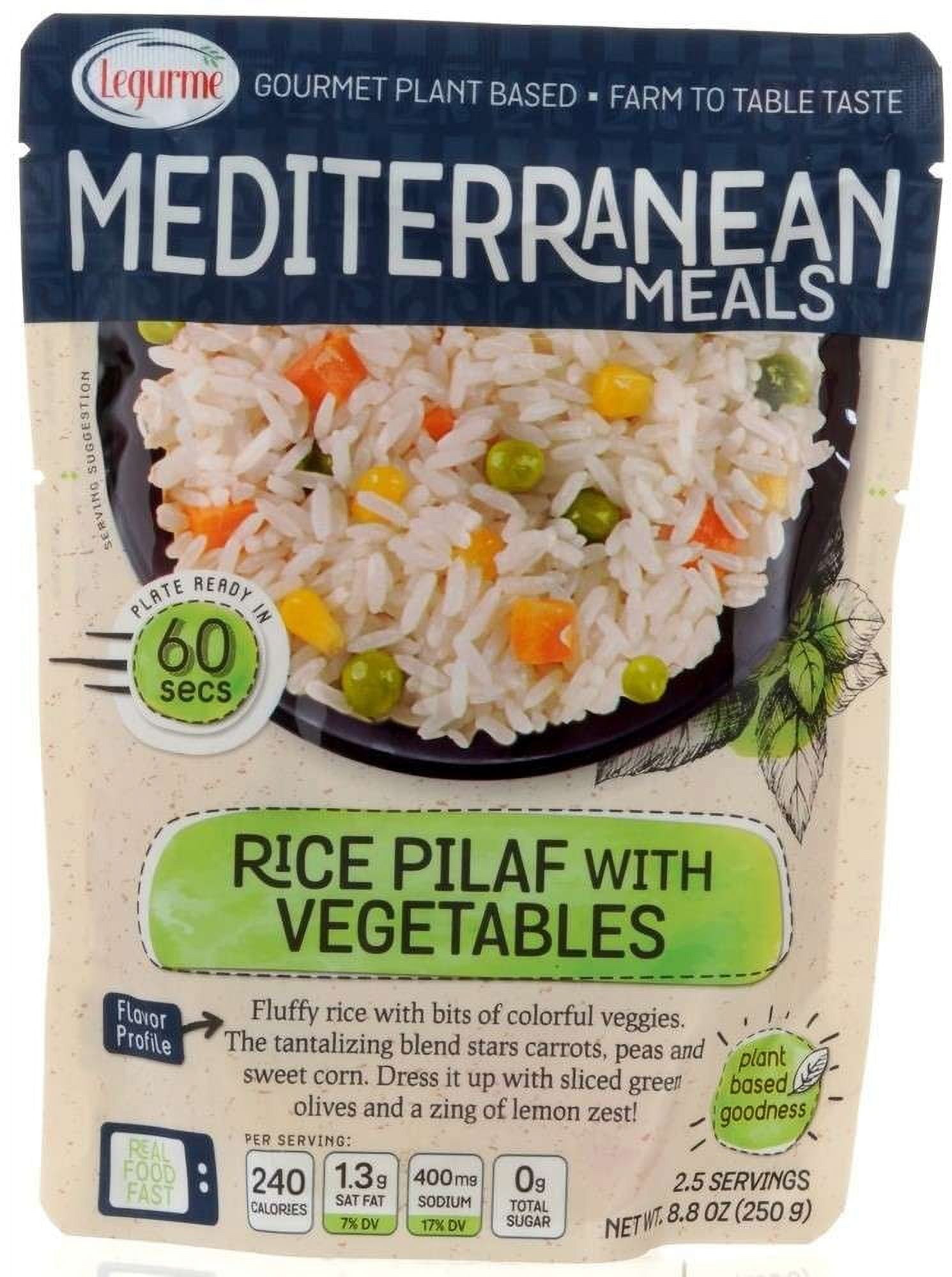 Legurme Ready to Eat Rice Pilaf with Vegetables, Gluten Free, Plant ...