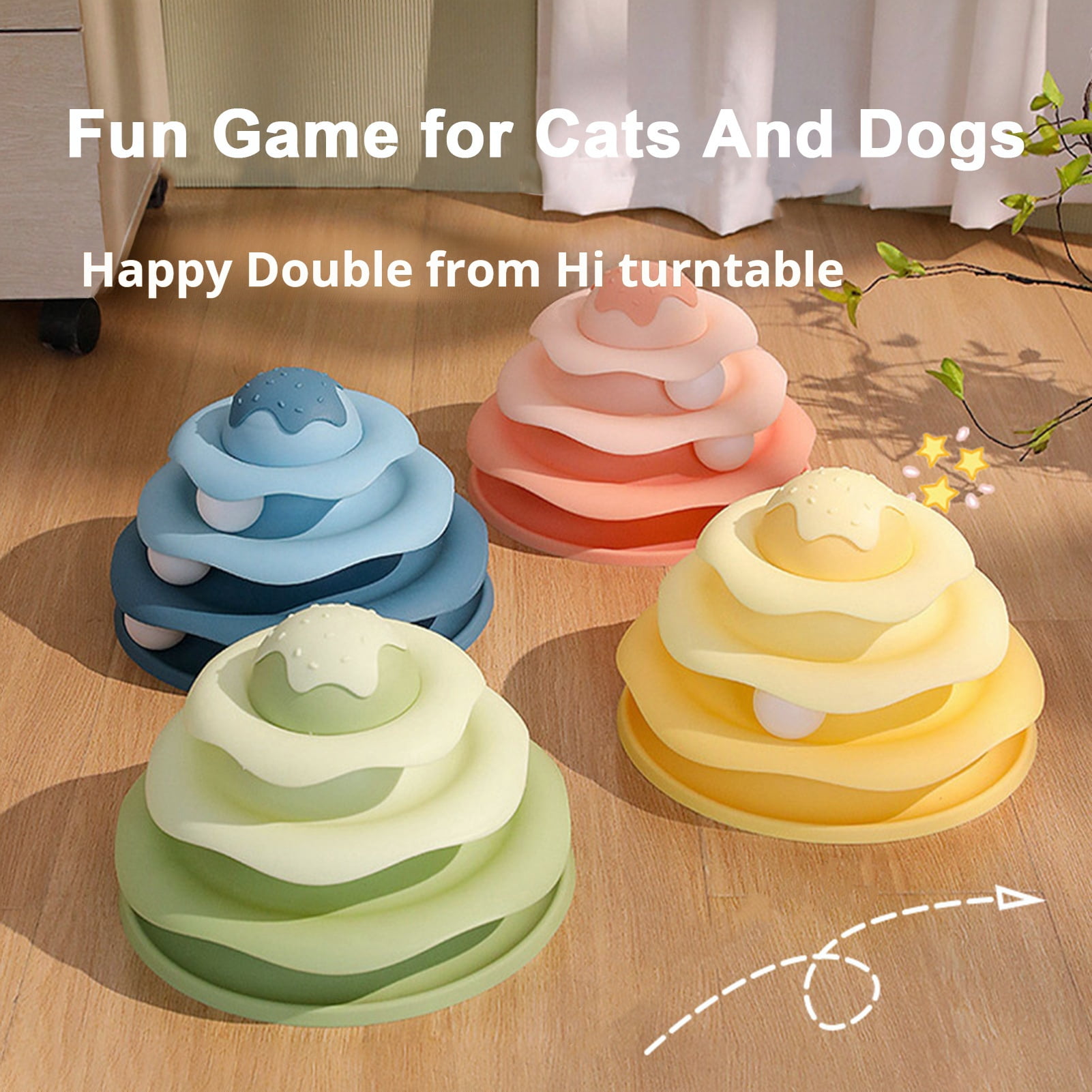 Legxiet Cat Roller Toy 4-Level Turntable Cat Tower Toy with Ball Track ...