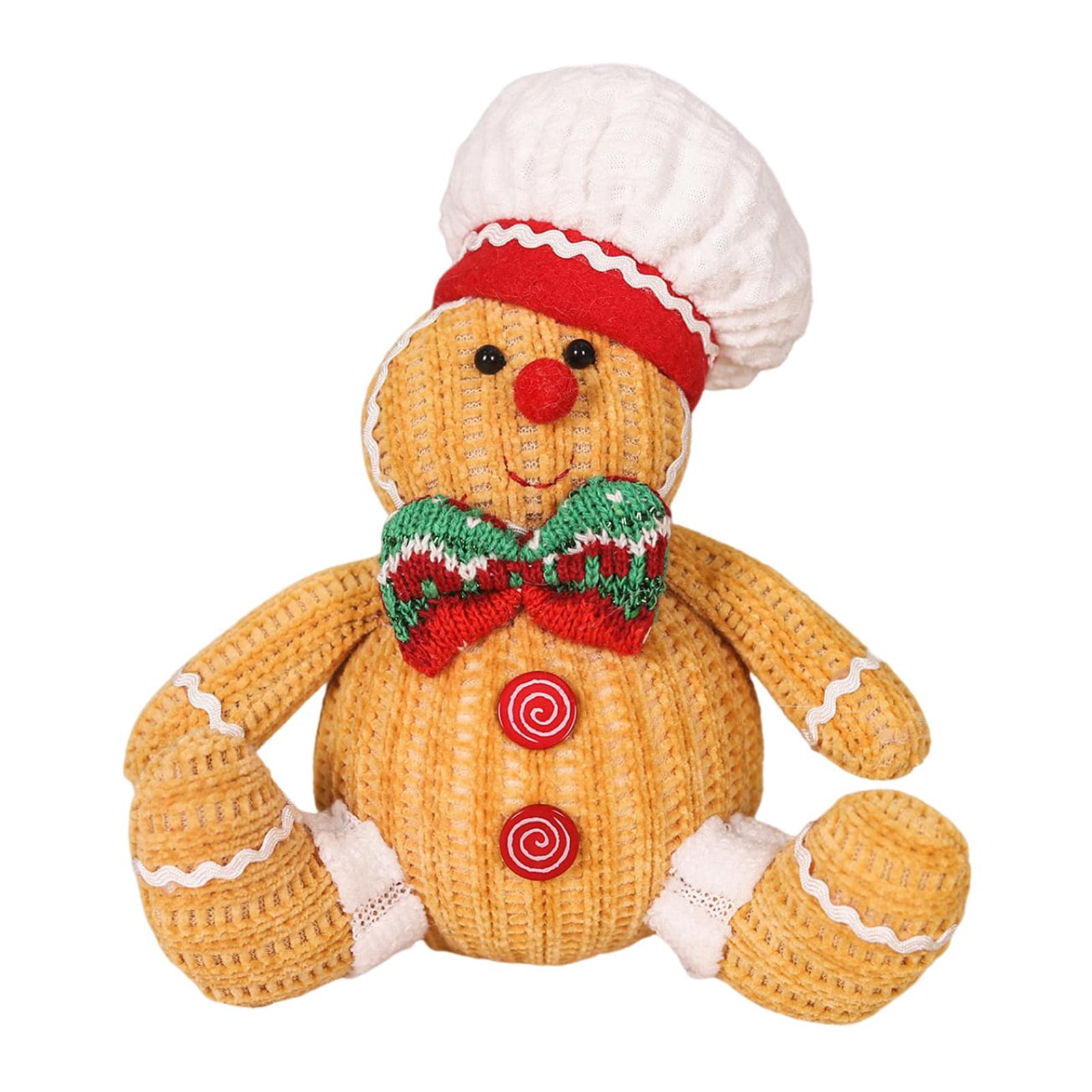 Legxiet Christmas Sitting Gingerbread Man Figurine Cartoon Style Chef ...