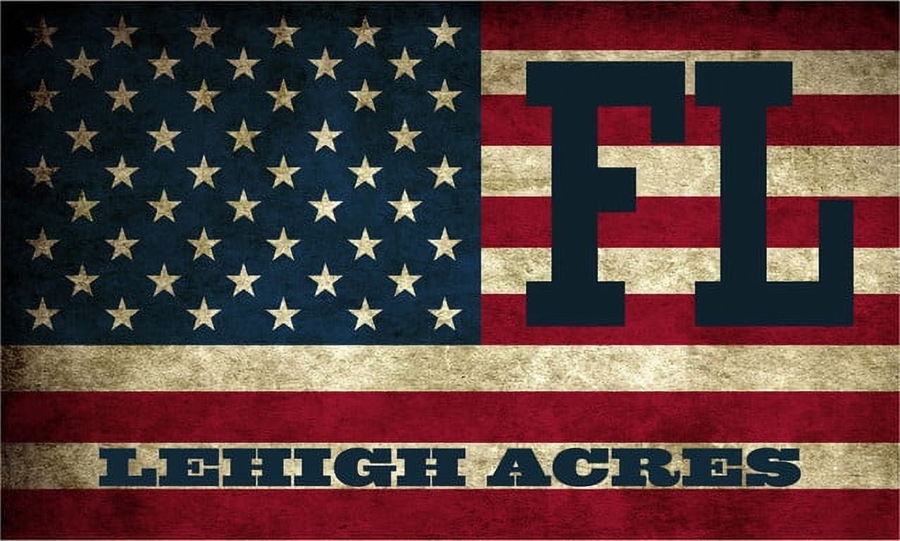 Lehigh Acres FL Florida Lee County Vintage US Flag Decal Bumper Sticker ...
