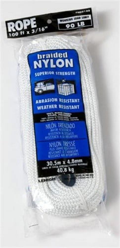 Lehigh Group ND6100X Nylon White Diamond Braid Rope 3/16 in. x 100 ft ...