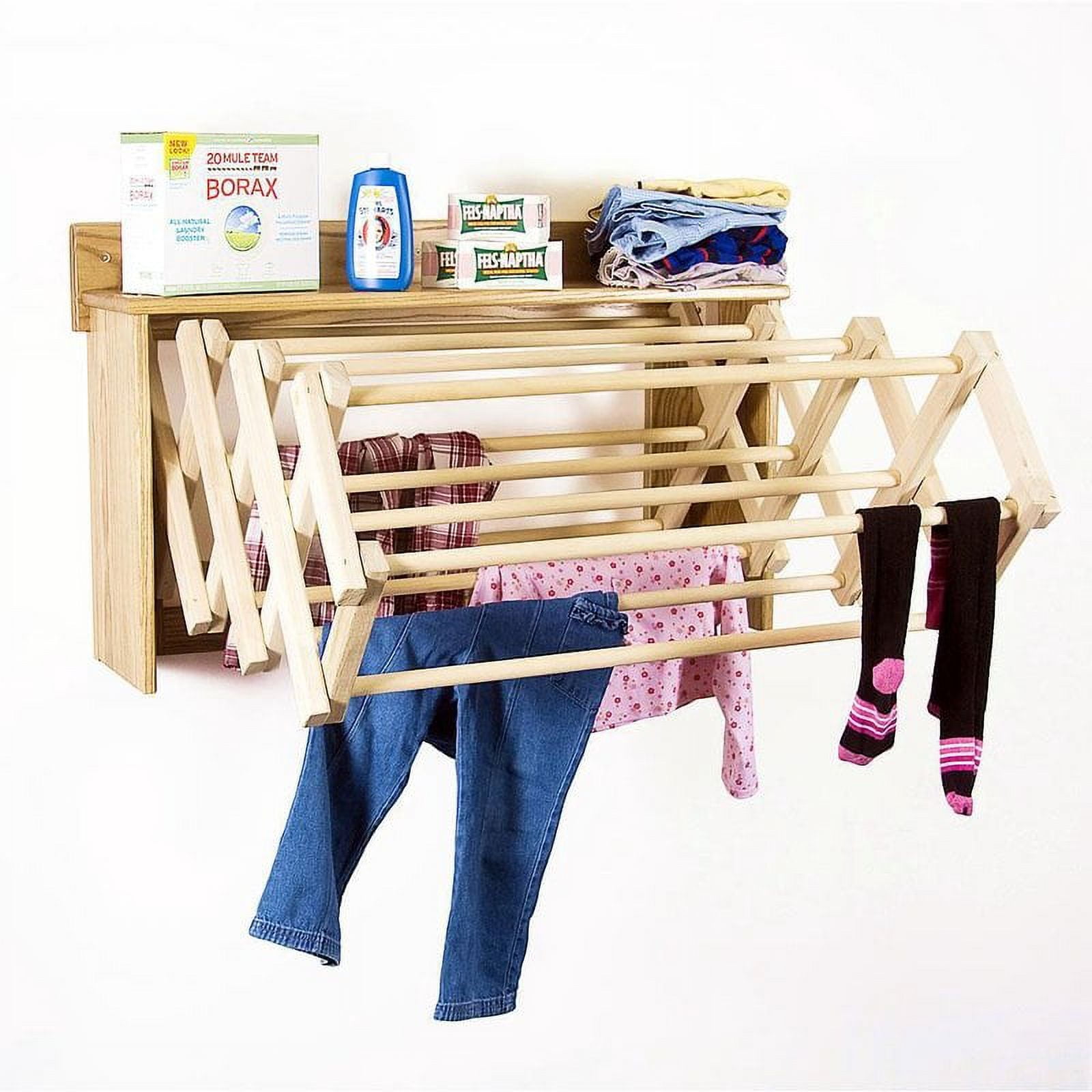 Lehman's Amish Made Wooden Accordion Clothes Drying Rack and Shelf ...