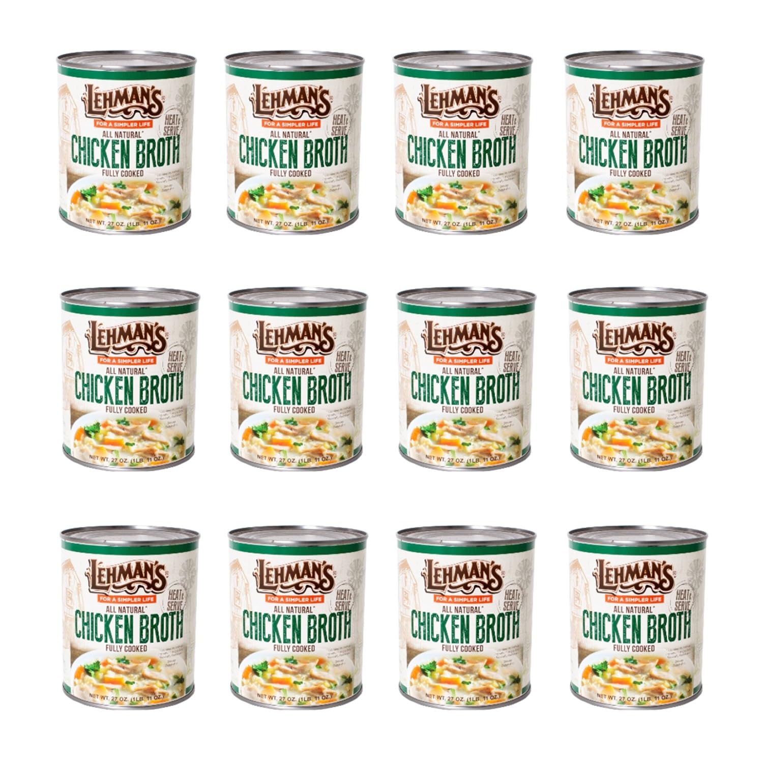Lehman's Canned Chicken AJH3 Broth for Baking, Cooking and Pantry, All ...