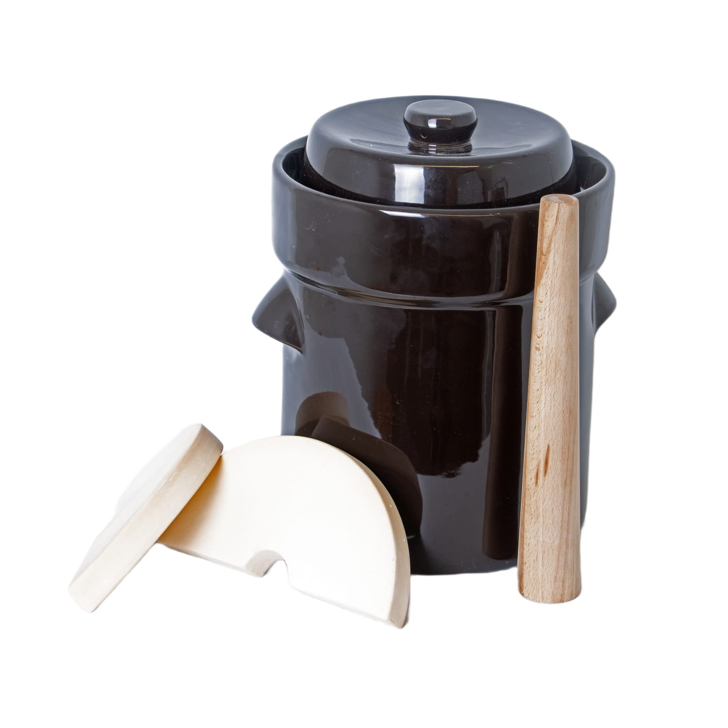 Lehman's European Style Fermentation Crock Set with Wooden Stomper and ...