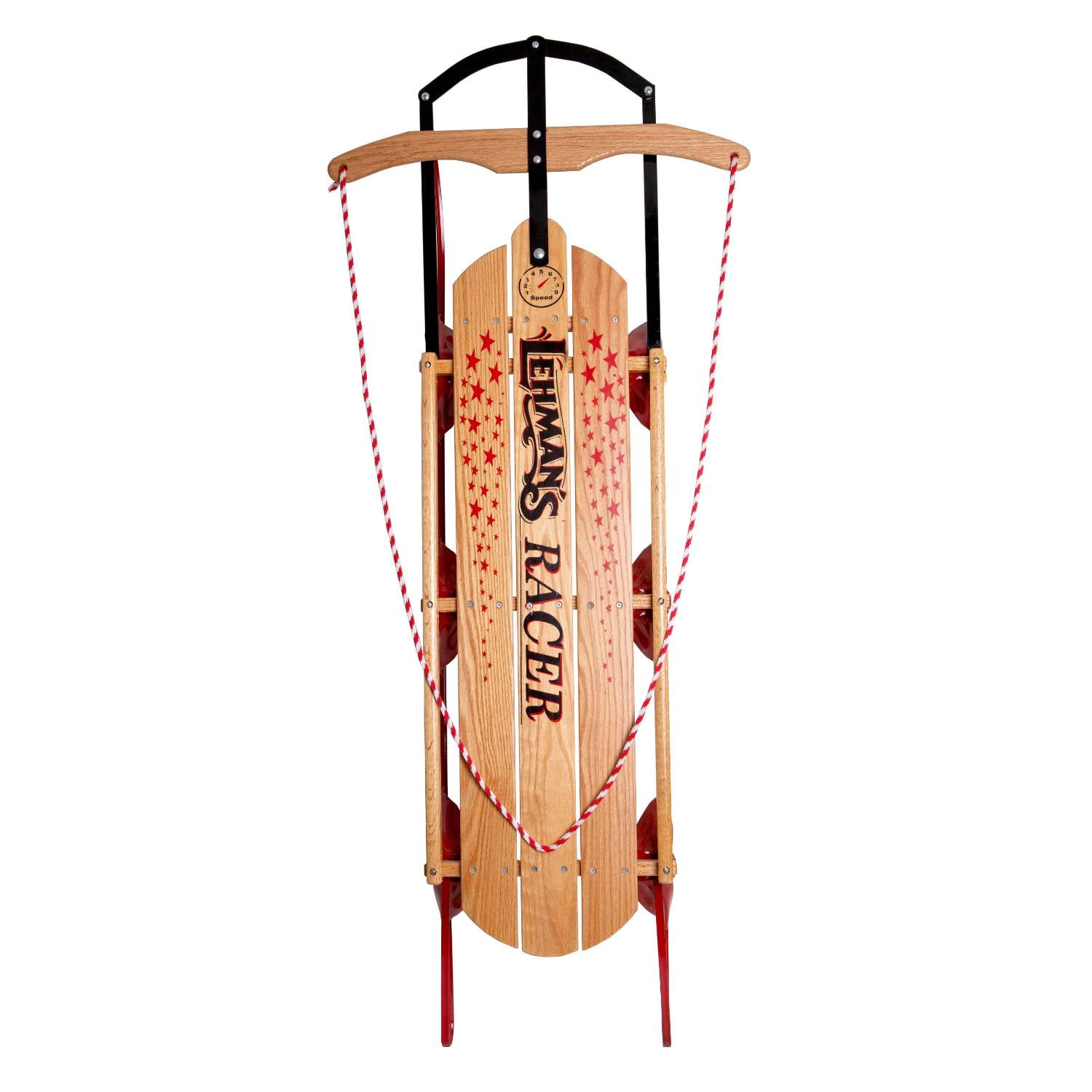 Lehman's Racer Amish Made Oak Steel Runner Sled, 56x13x6 Inches, 13 lbs ...