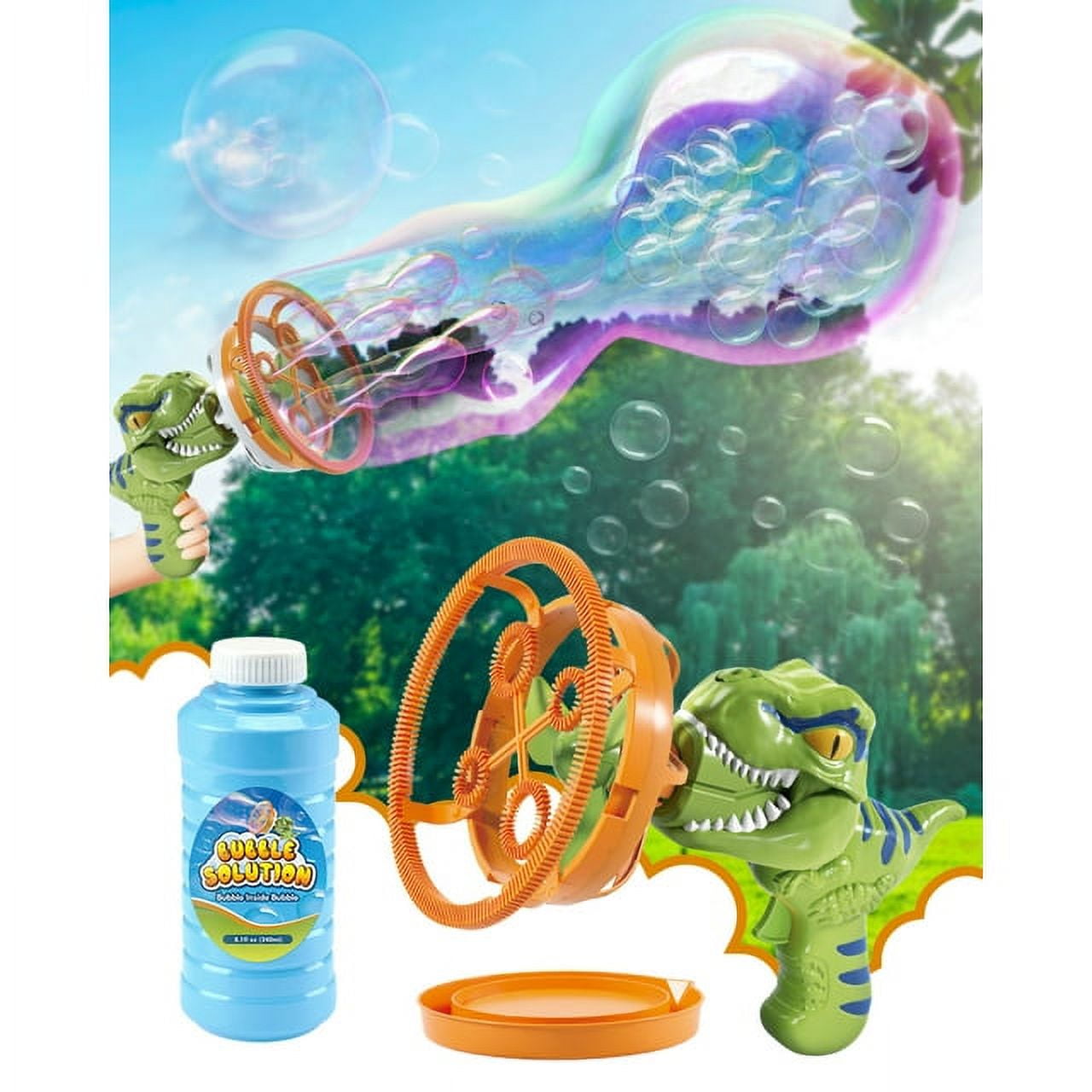 Lehoo Castle Dinosaur Bubble Gun - Kids' Automatic Bubble Machine, Bubble in Bubble Wand for ...