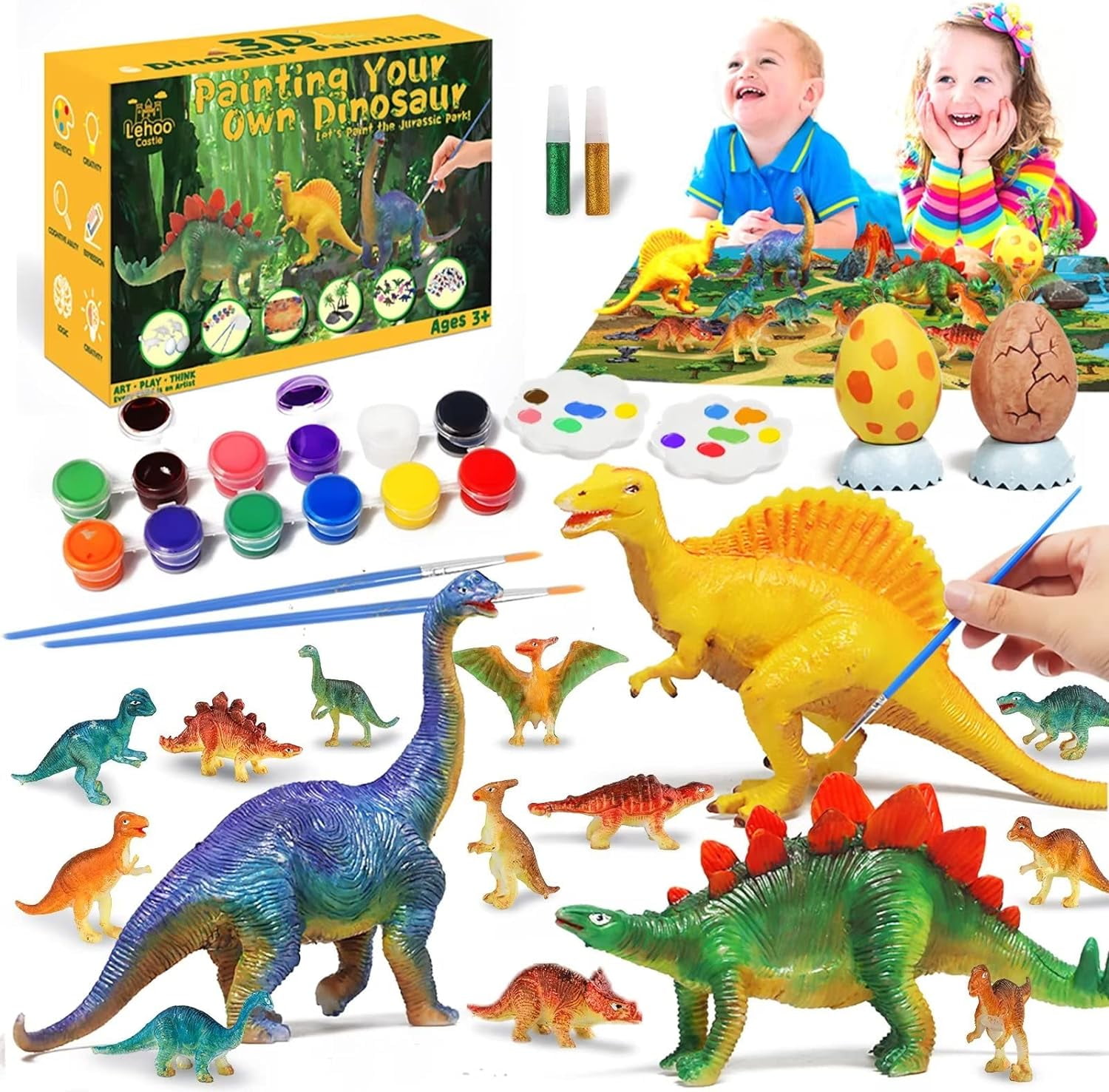Lehoo Castle 46pcs Dinosaur Painting Kit, Dinosaurs Craft Kits for Kids ...
