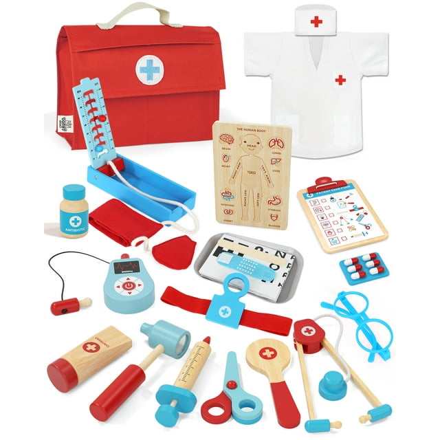 Lehoo Castle Kids Doctor Play Set, Toddler Girl Toys 3-5, Wooden Doctor ...