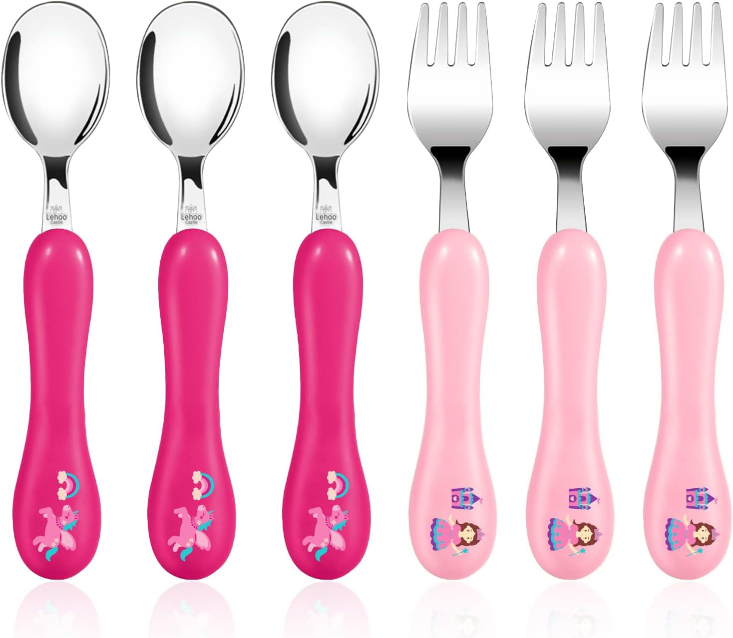 Lehoo Castle Toddler Fork and Spoon, 6pcs Toddler Utensils Kids ...