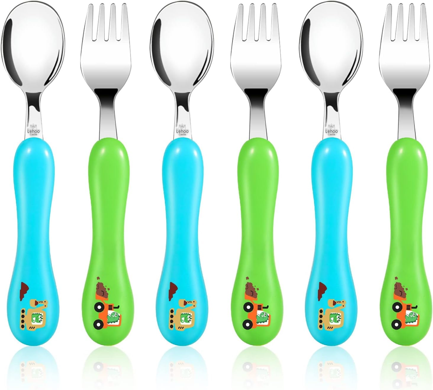 Lehoo Castle Toddler Fork and Spoon Set, 6pcs Stainless Steel Kids ...