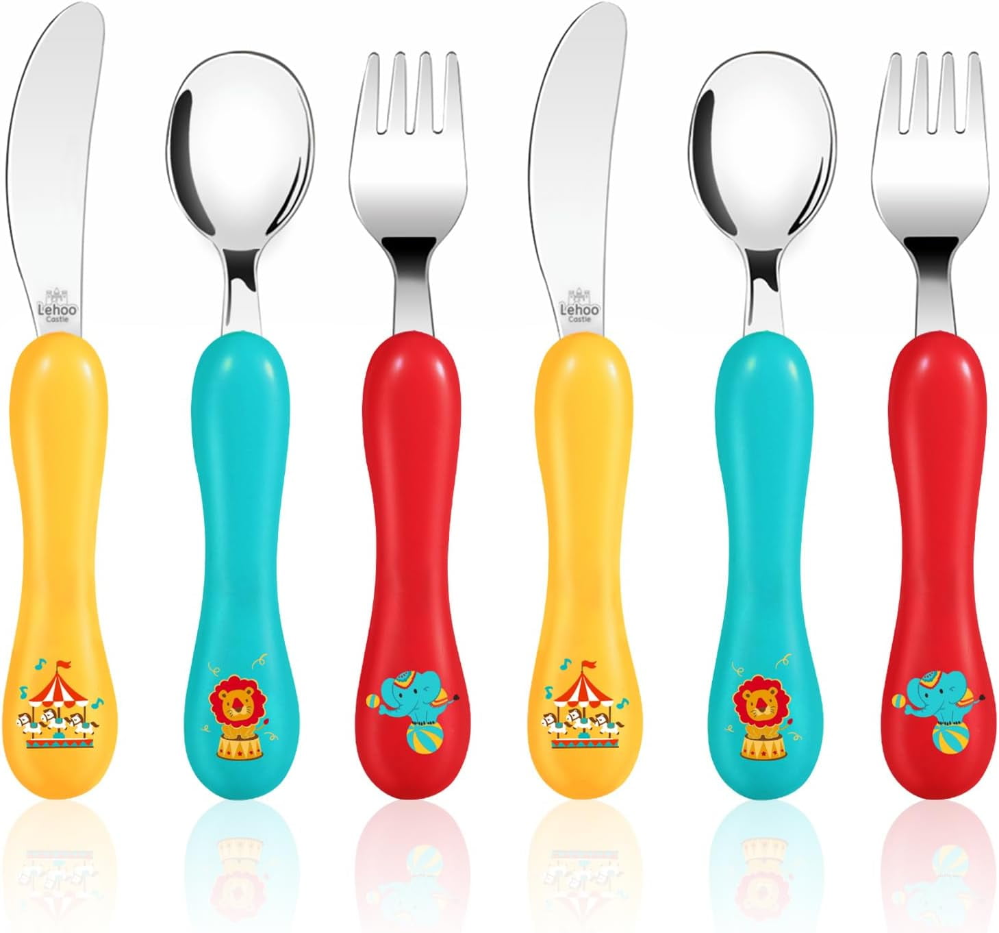 Lehoo Castle Toddler Utensils Kids Silverware, 6pcs Safety Stainless ...