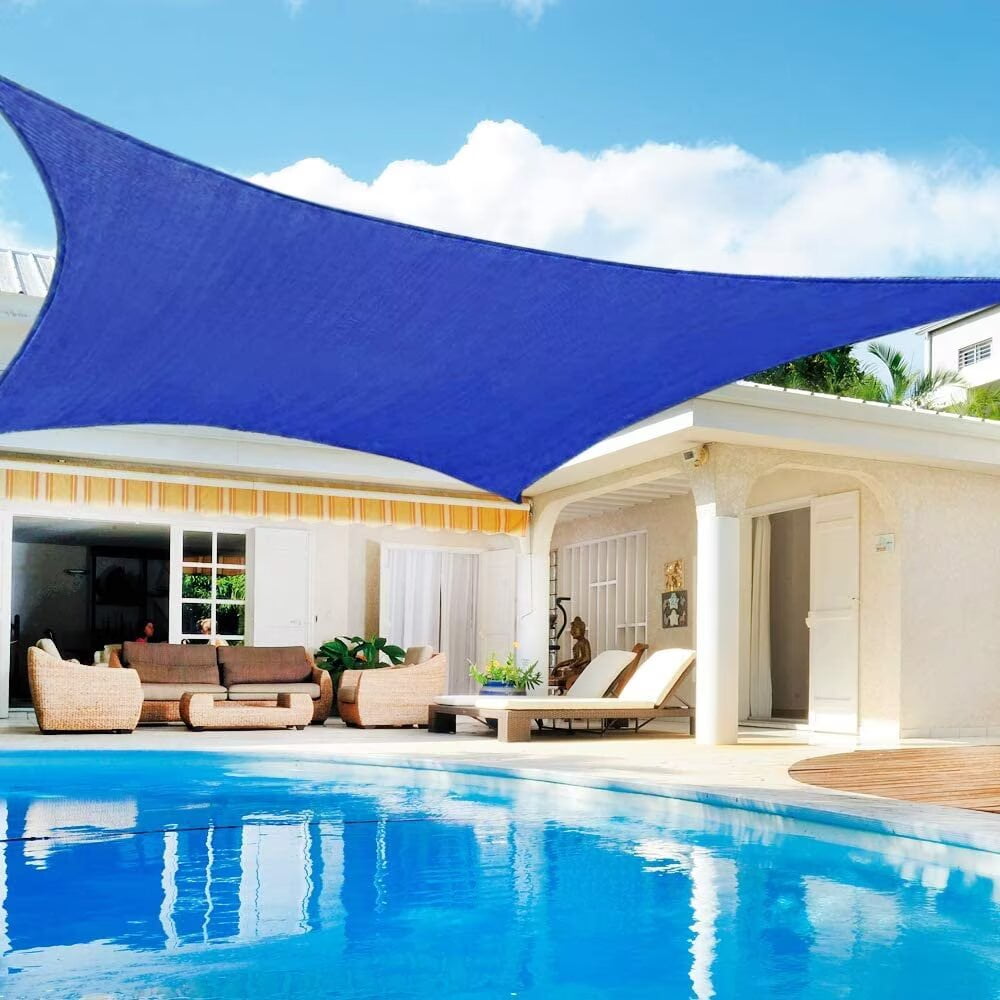 Lehood 185 GSM HDPE Rectangle Blue Sun Shade Sail - 95% UV Block ...