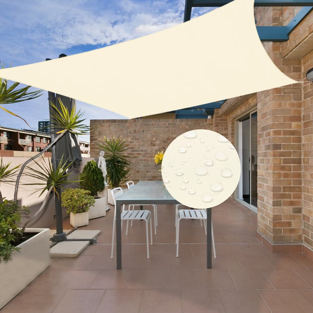 Lehood 300D Oxford Waterproof Rectangle Ivory Sun Shade Sail | UV ...