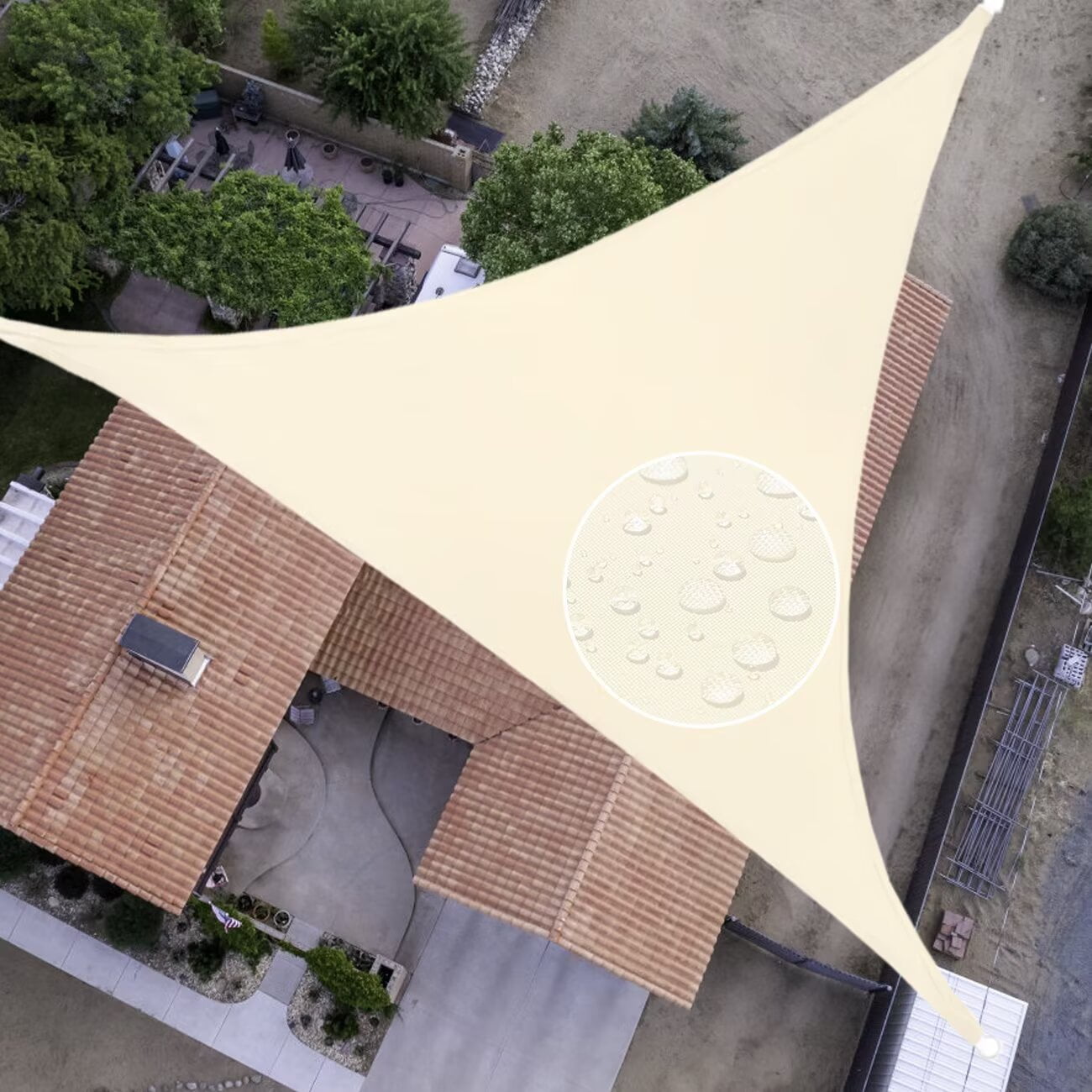 Lehood 300D Oxford Waterproof Triangle Ivory Sun Shade Sail | UV ...