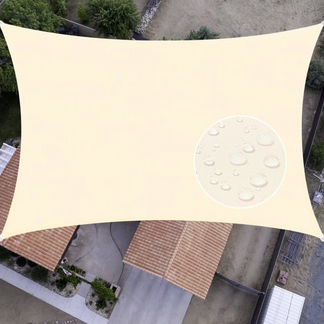 Lehood 6'x12' Beige Waterproof Sun Shade Sail Canopy Awning Shelter, 95 ...