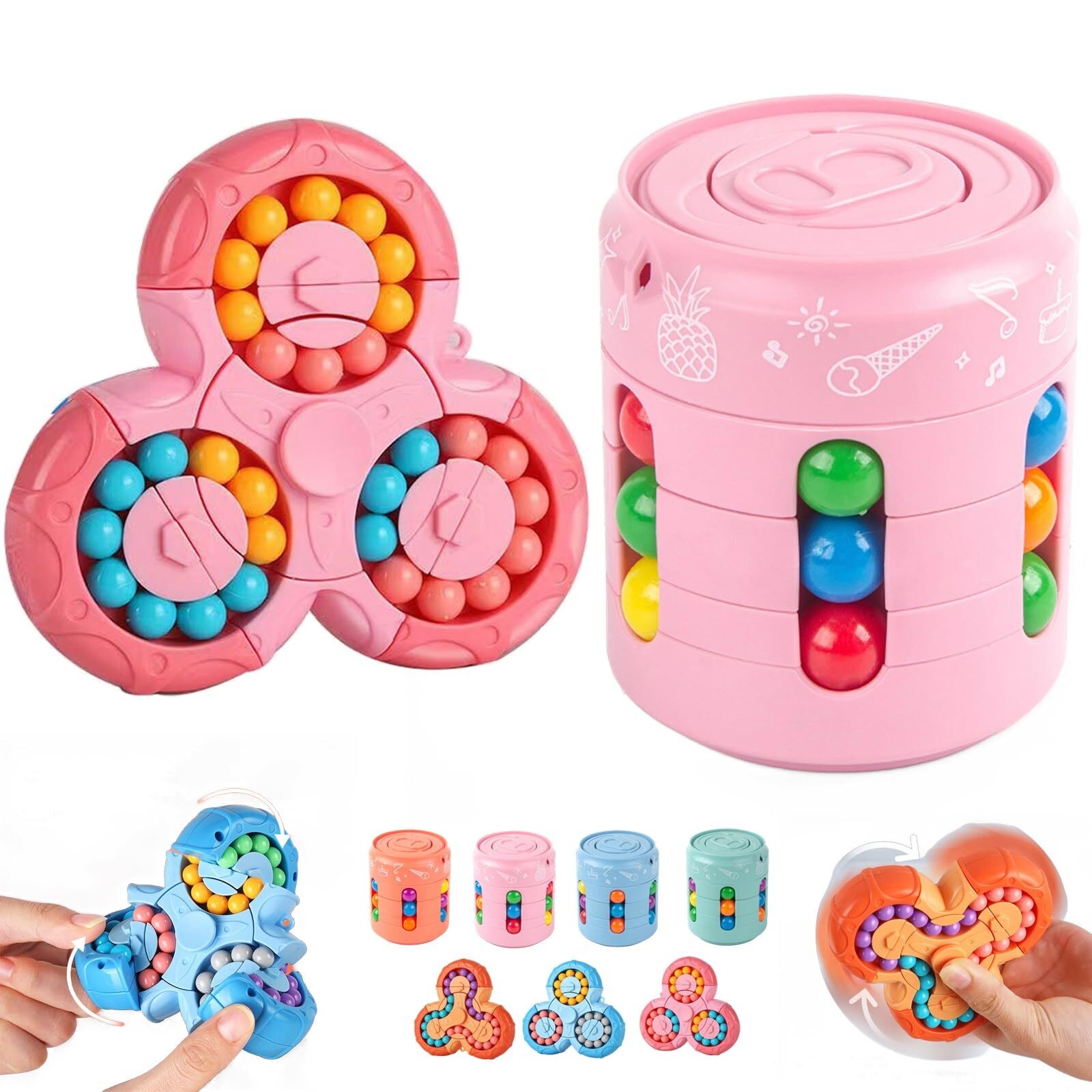 Lei 2 in 1 Magic Bean Gyro, Magic Cube and Fidget Spinner, Magic Bean ...