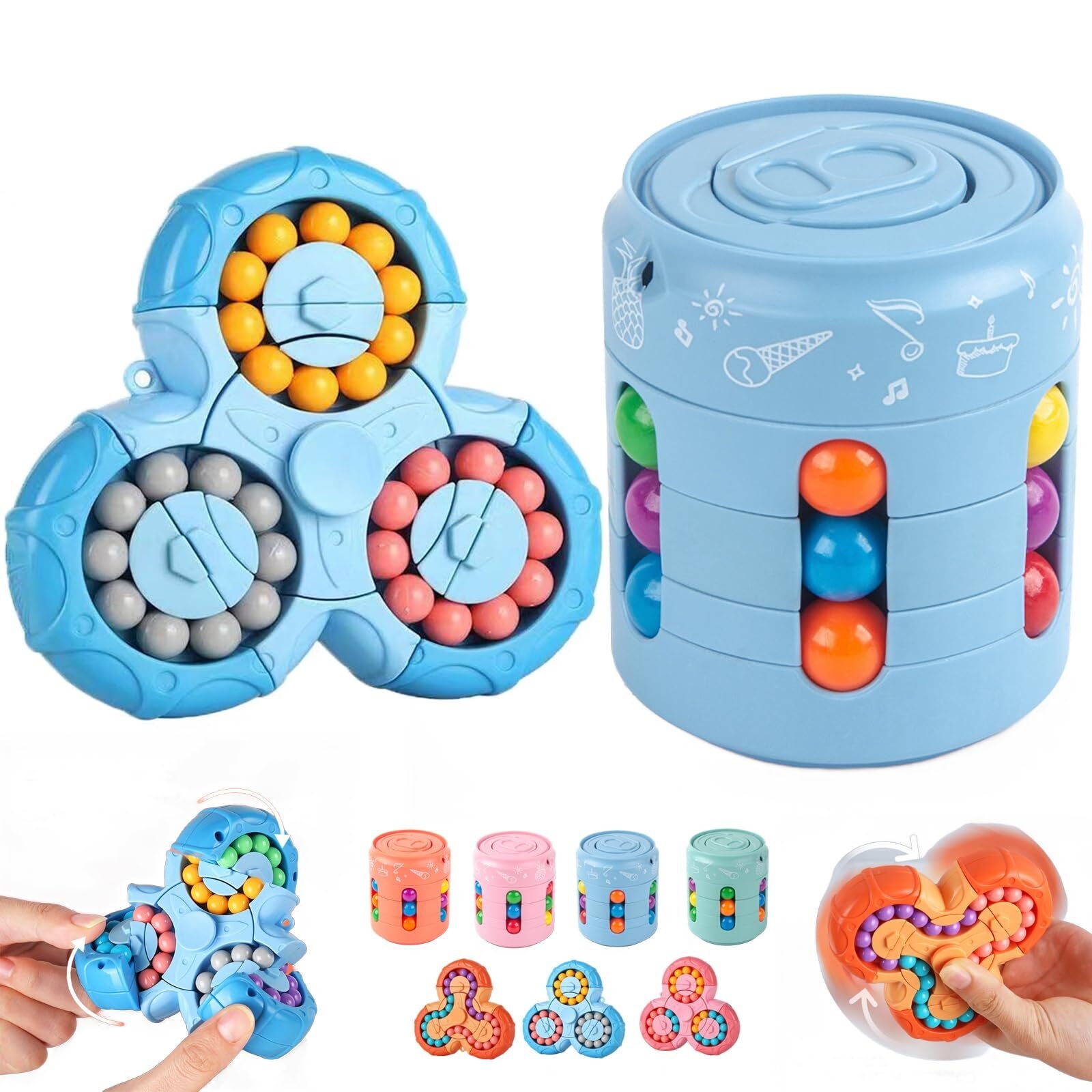 Lei 2 in 1 Magic Bean Gyro, Magic Cube and Fidget Spinner, Magic Bean ...
