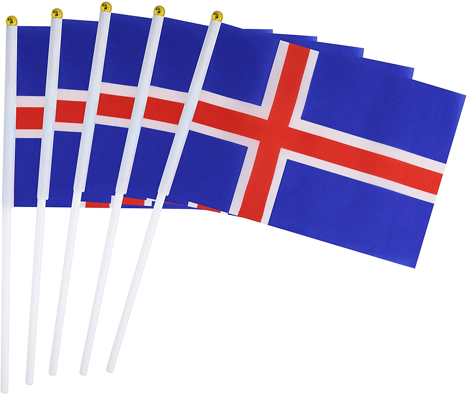 Lei Song 50 Pack Hand Held Small Mini Flag Iceland Flag Stick Flag ...