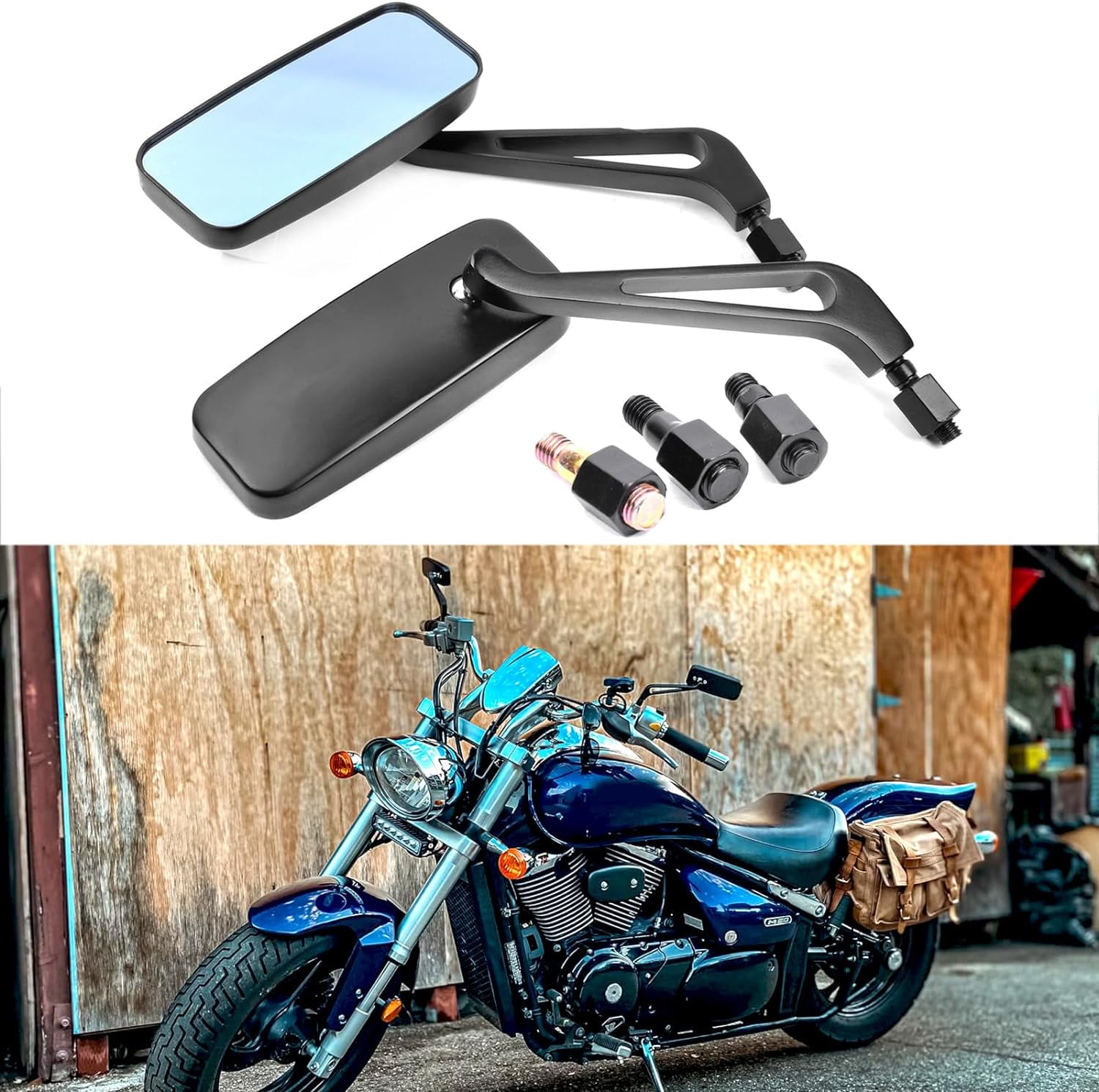 Lei Song Black-Devilmotor Black Rectangle Motorcycle Bobber Mirrors ...