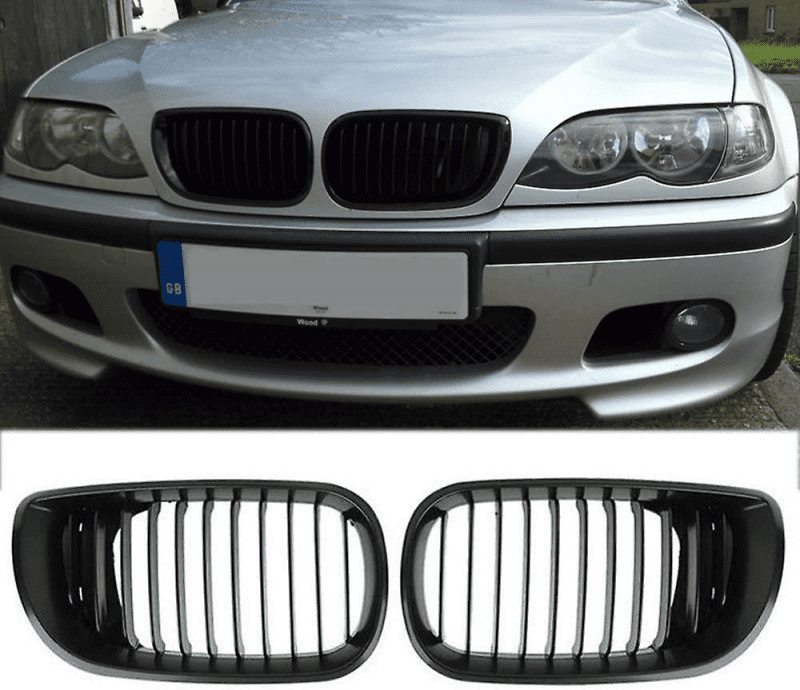 Lei Song Matte Black Kidney Front Grille compatible E46 3 Series 4 Door ...