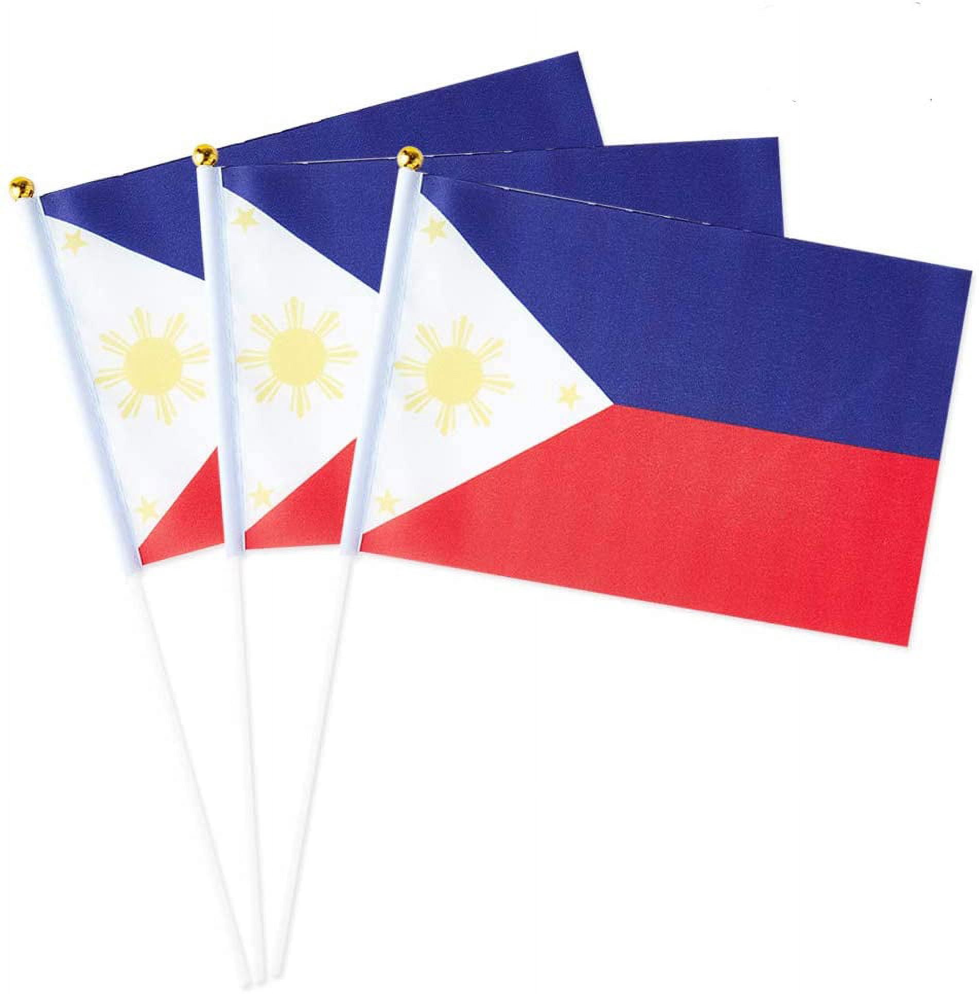 Lei Song Philippines Flag Filipino Small Stick Mini Hand Held Flags ...