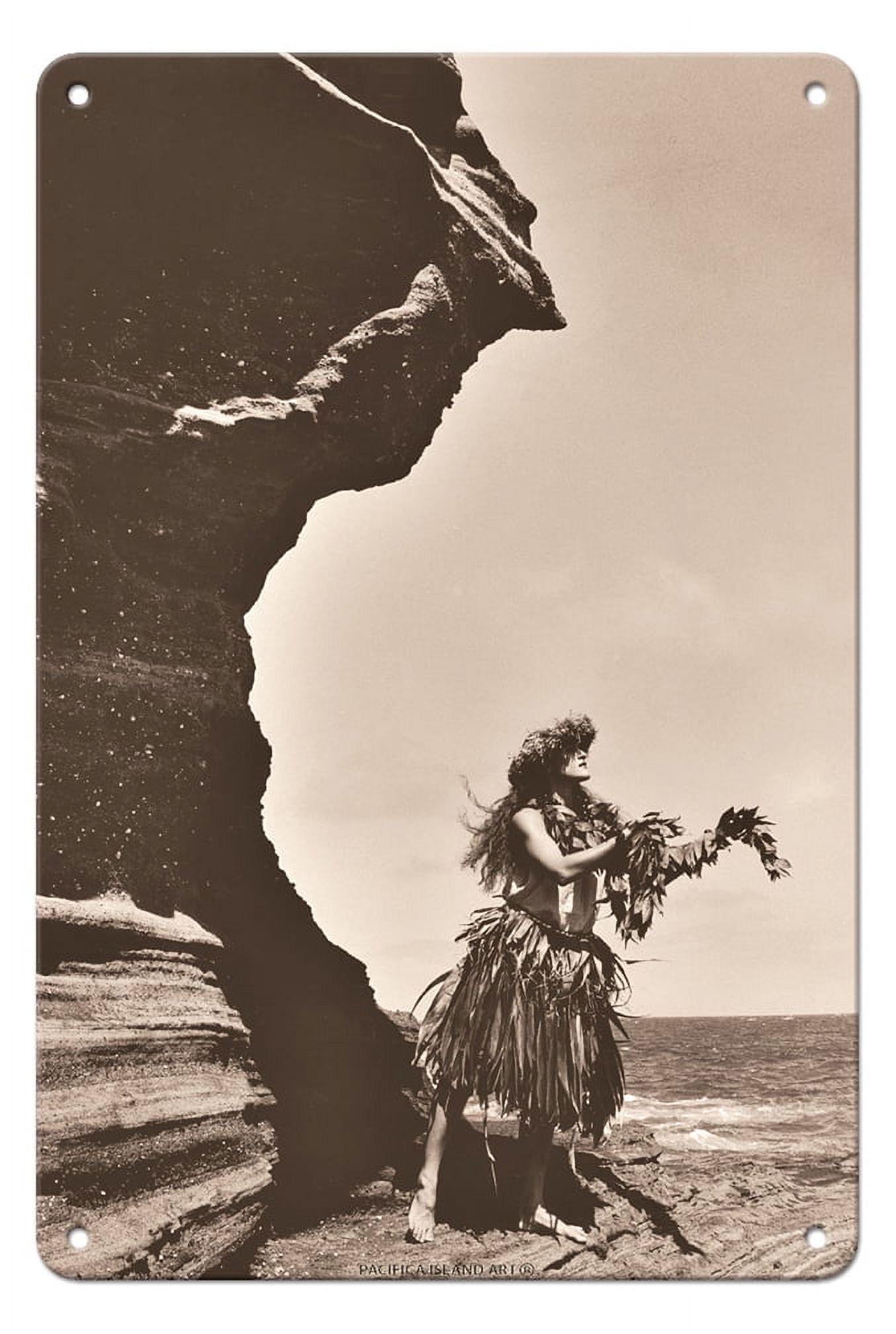Lei To The Sea - Hawaiian Hula Dancer - Vintage B&W Photograph by Alan ...