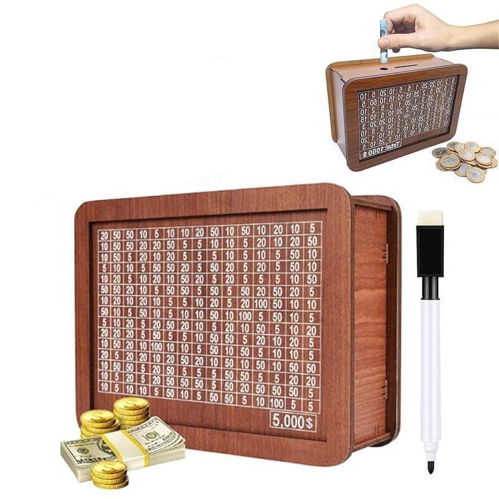 Lei Wooden Money Savings Box, Wooden Cash Saver Money Box, Coin Counter ...